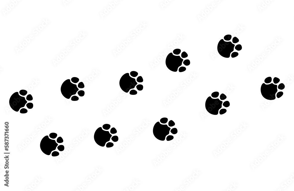 Elephant footprint path. Elephant silhouette steps in black color ...