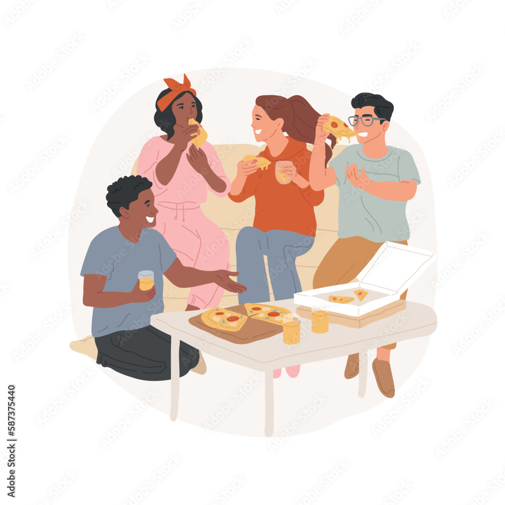 Vetor de Enjoying the meal isolated cartoon vector illustration. Group ...