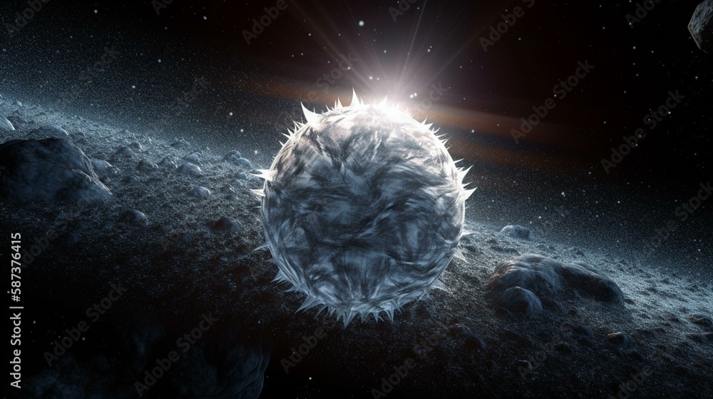 An intricate illustration of a white dwarf star, with its small size ...