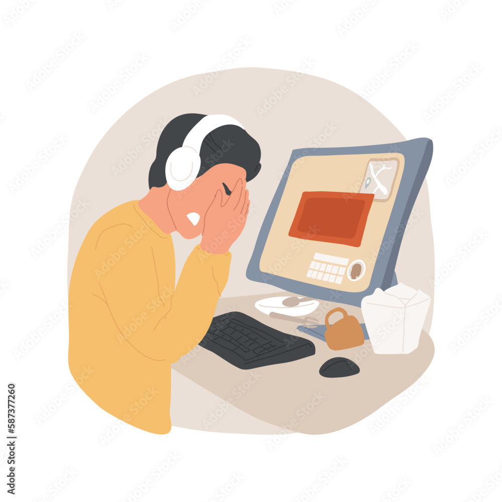 Lost in gaming isolated cartoon vector illustration. Teenage boy ...
