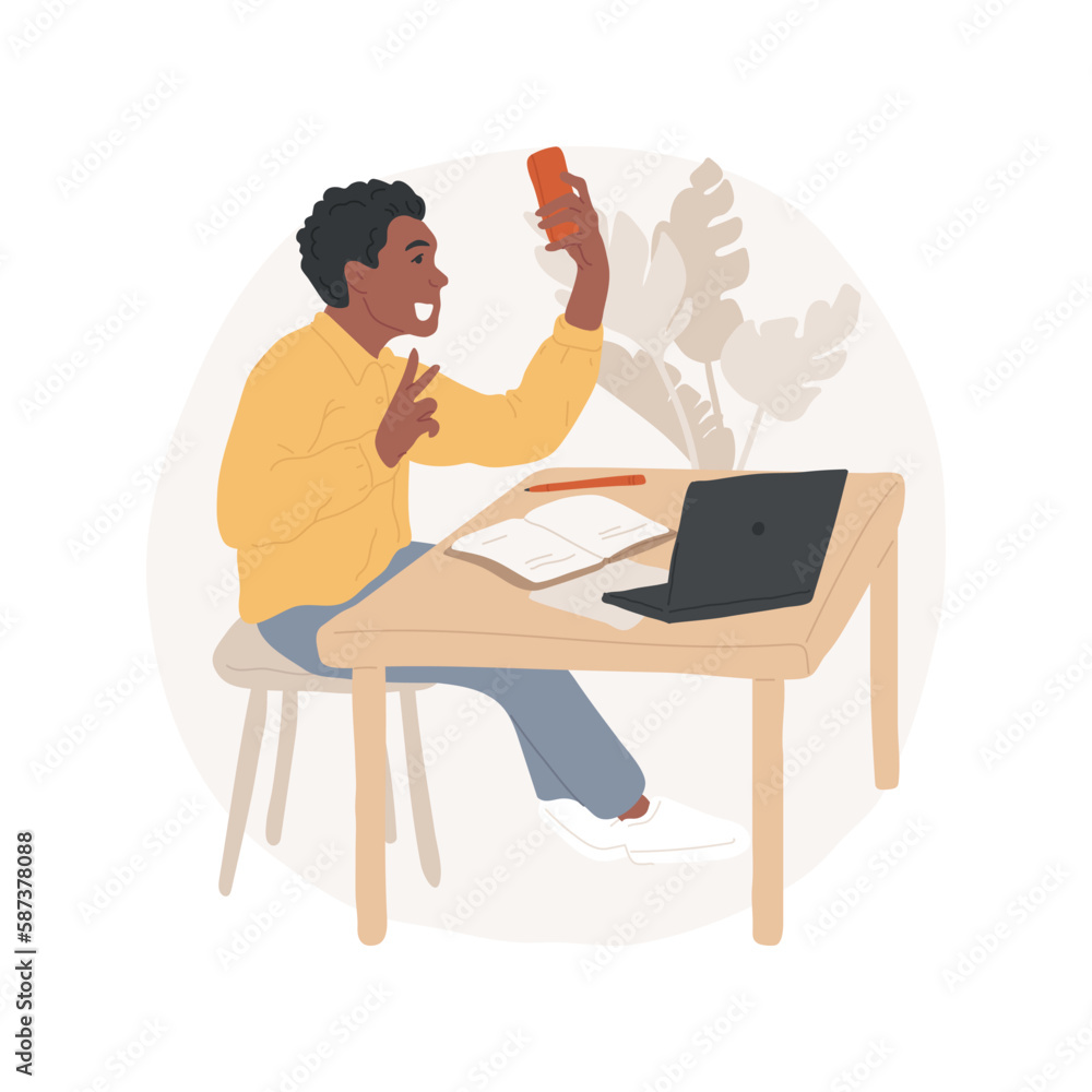 Distracted isolated cartoon vector illustration. Distracted teenage boy ...