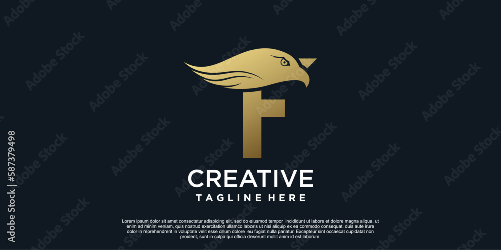 Letter F logo design with head eagle unique concept Premium Vector ...