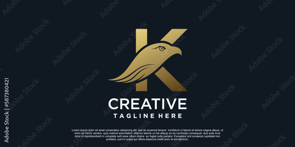 Letter K logo design with head eagle unique concept Premium Vector Stock Vector | Adobe Stock