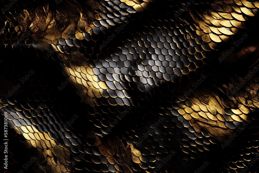 a snake skin pattern is shown in the dark, with a light shining on it's ...
