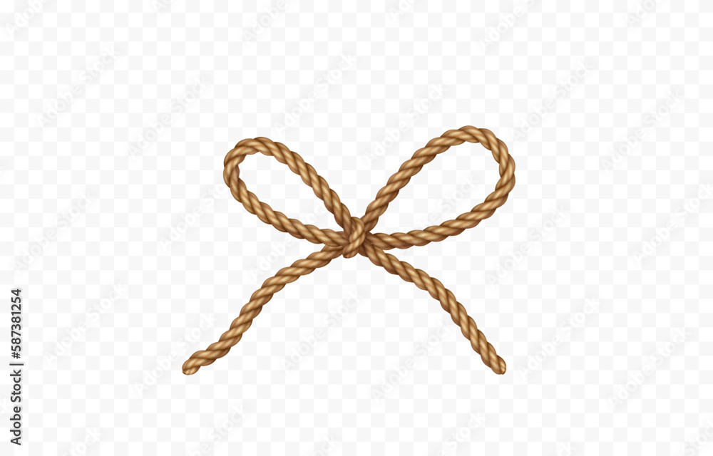 String bow isolated on white background. Vector cord, jute or twine ...