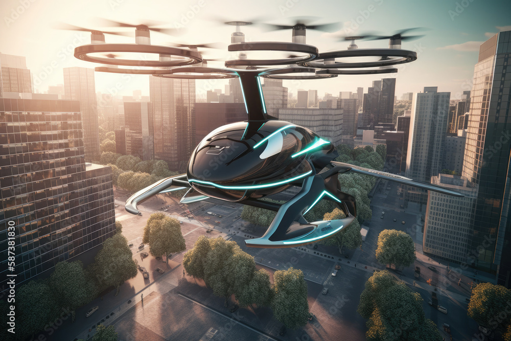 Future of urban air mobility, city air taxi, UAM urban air mobility ...