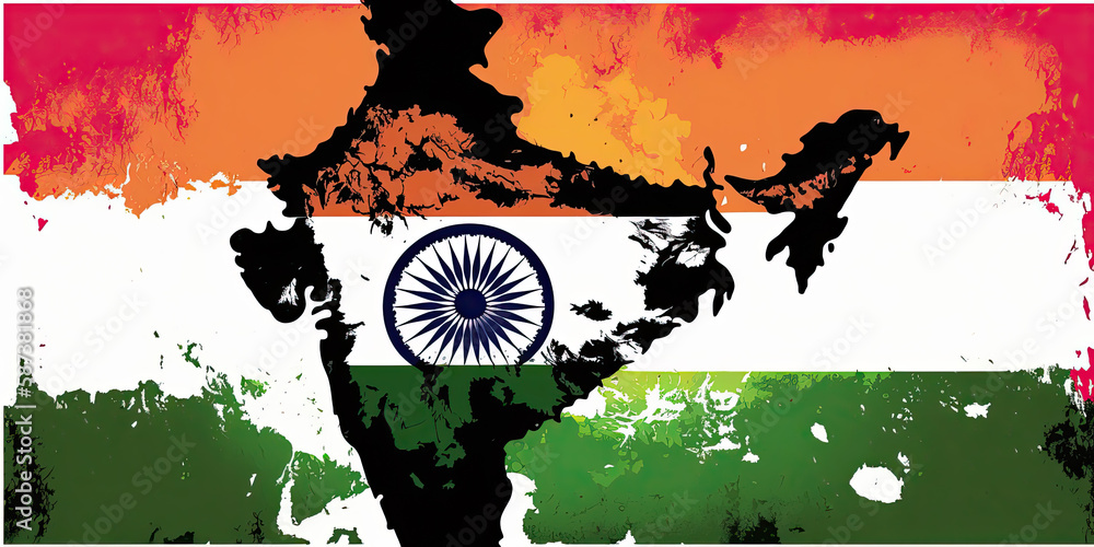 India's map in flag colors - Generative AI Stock Illustration | Adobe Stock