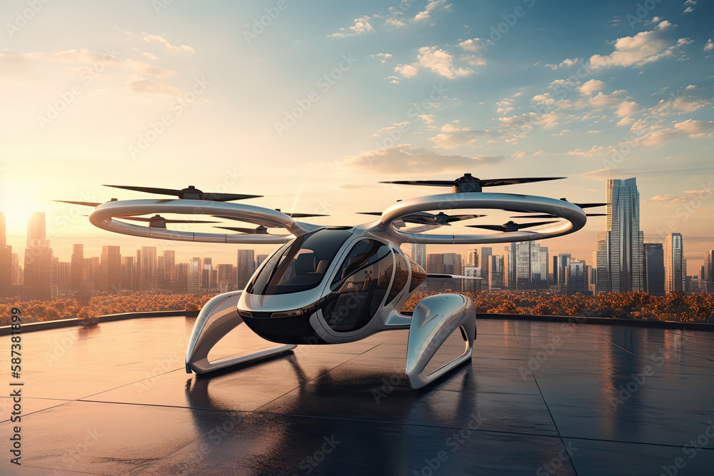 Future of urban air mobility, city air taxi, UAM urban air mobility ...