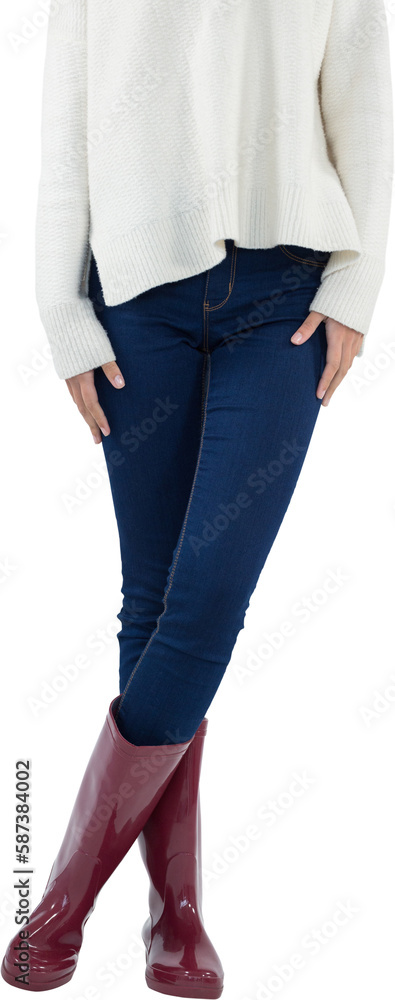 Woman in wellington boot standing with leg crossed Stock Photo | Adobe ...