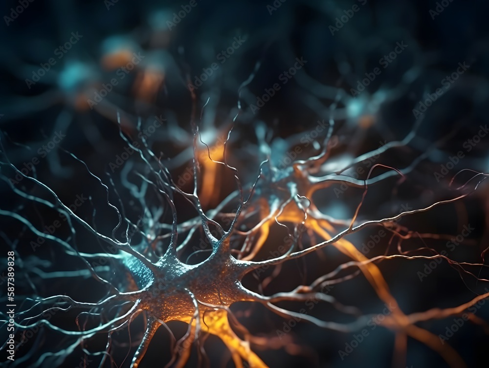 neurons inside human brain, brain nervous system at work . biology ...