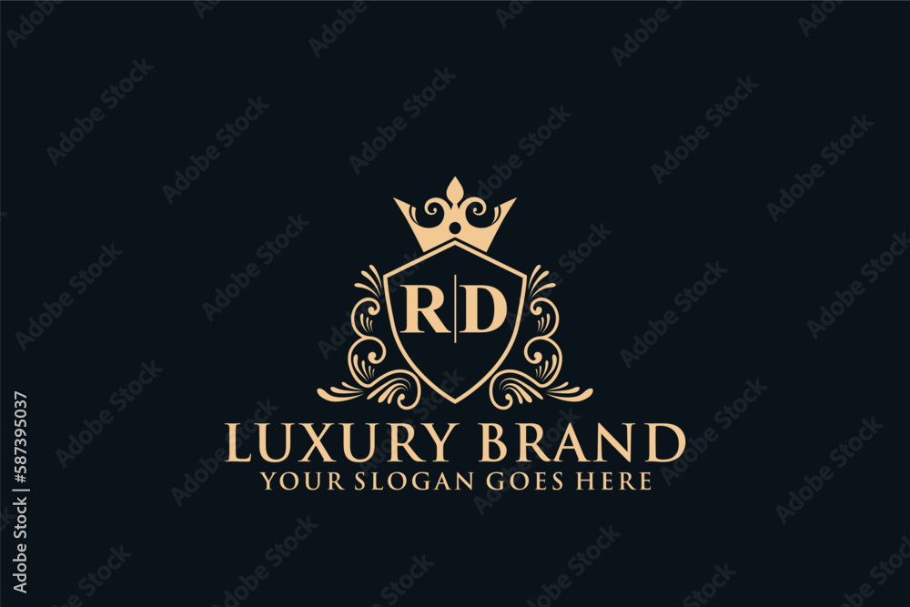 letter Initial RD elegant luxury monogram logo or badge template with ...