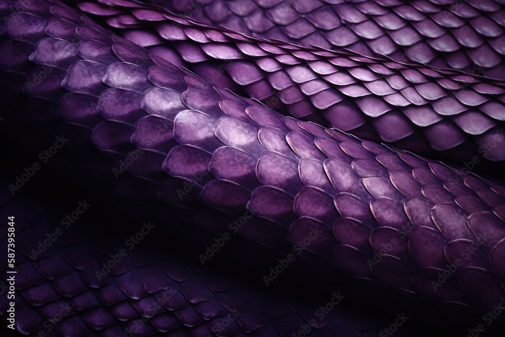 a close up of a purple snake skin pattern on a black background with a ...