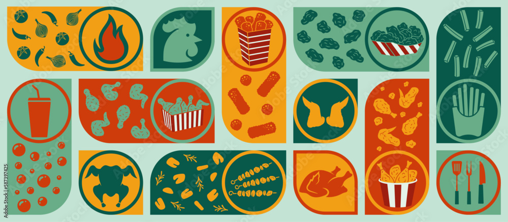 New vector-illustrated fried chicken banner design for social media ...