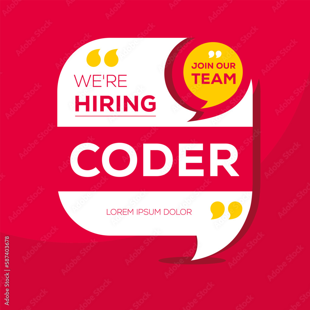 We are hiring (Coder), Join our team, vector illustration. Stock Vector | Adobe Stock