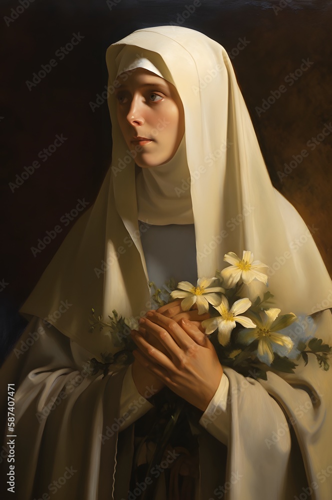 Saint Catherine of Siena, painting illustration. Generative Ai. St ...