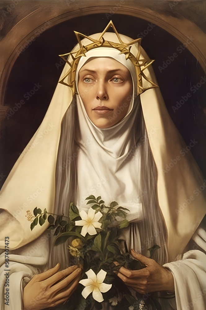 Saint Catherine of Siena, painting illustration. Generative Ai. St ...