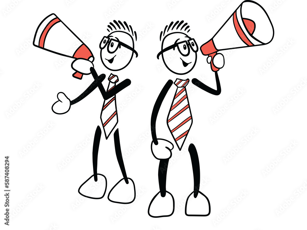 Cartoon man using bullhorn against white background Stock Illustration ...