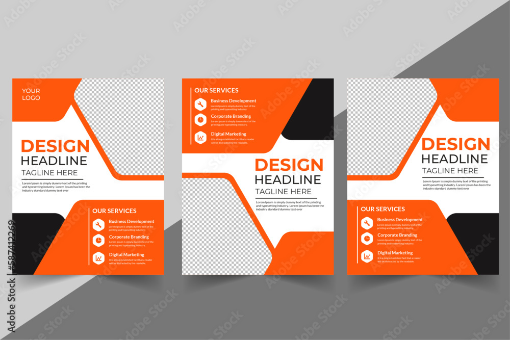modern orange and black design template for poster flyer brochure cover ...