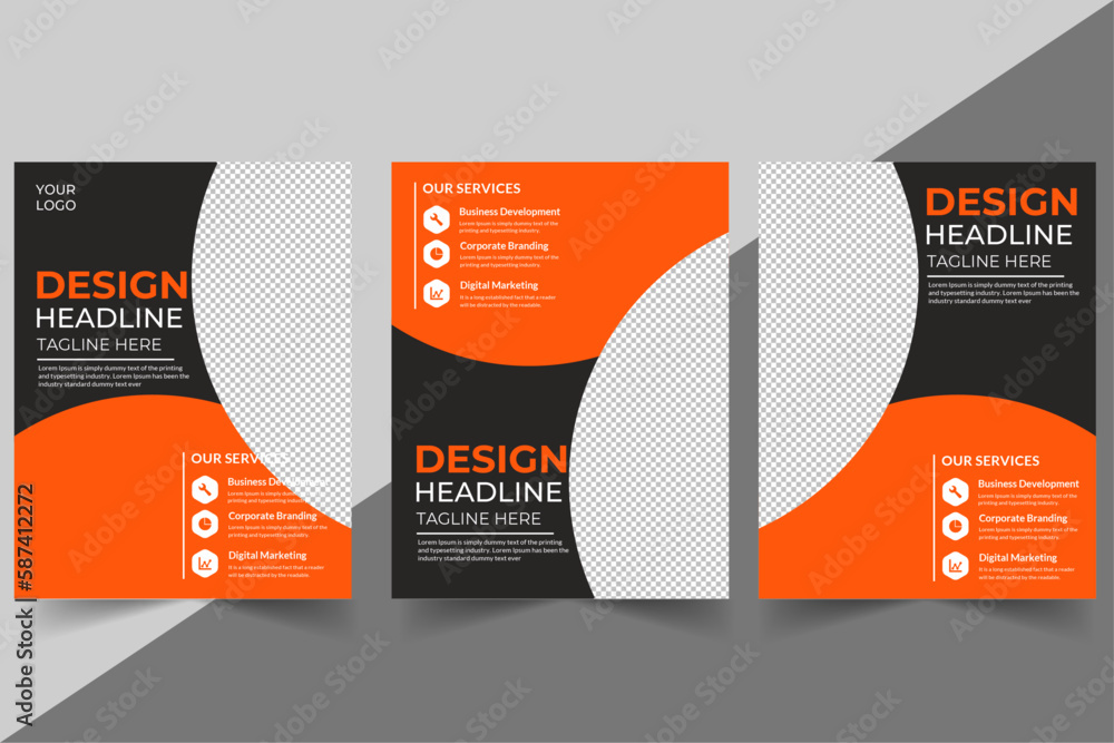 modern orange and black design template for poster flyer brochure cover ...