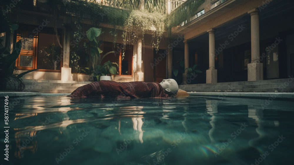 Dead American body floating in the pool at Thailand created with ...