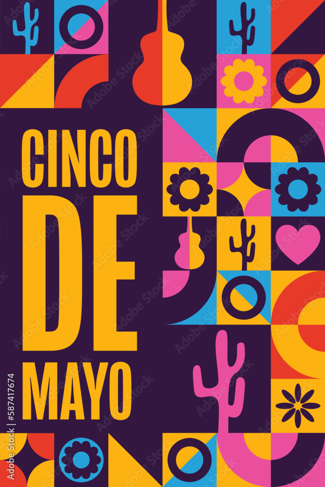 Cinco De Mayo. Inscription May 5 in Spanish. Holiday concept. Template ...