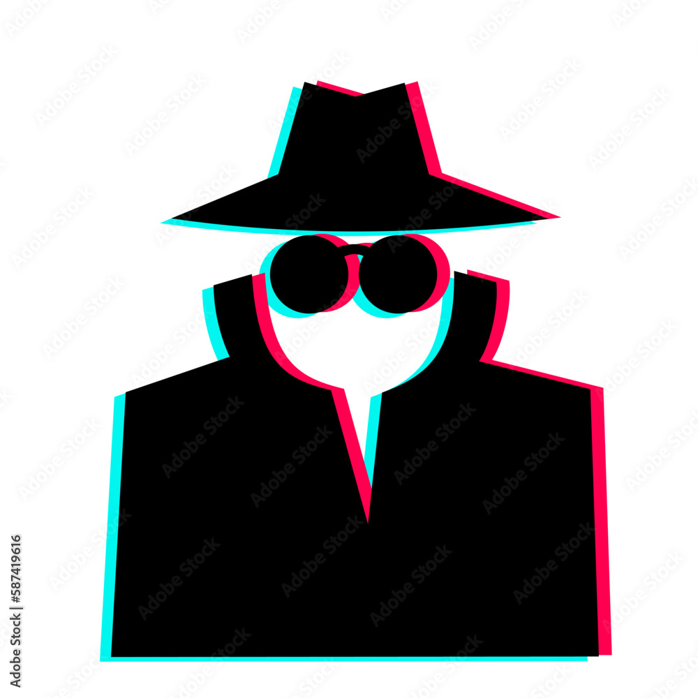 Spy in colors of social media company as metaphor of surveillance and ...