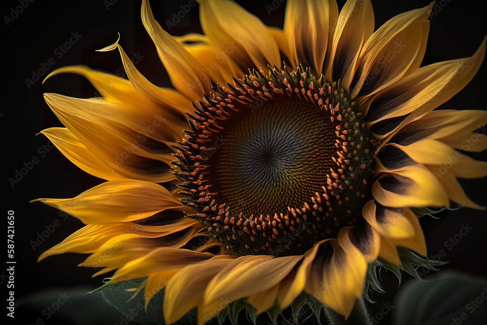 Sunflower plant close up photography. Agriculture and agroindustry ...