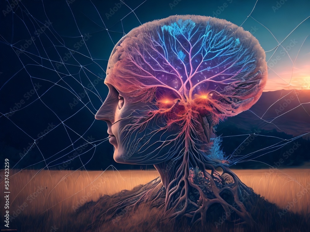 Neural networks in the human brain. Electronic impulses in the head ...