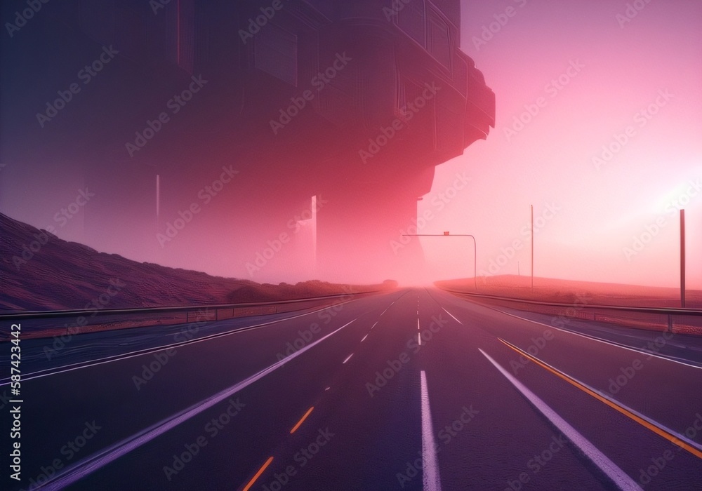 road going into the distance, perspective. Straight empty road through ...