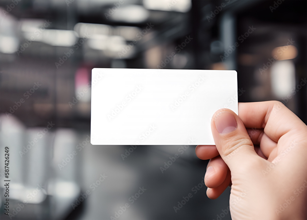 Hand hold blank white business card mockup. Plain call-card mockup ...