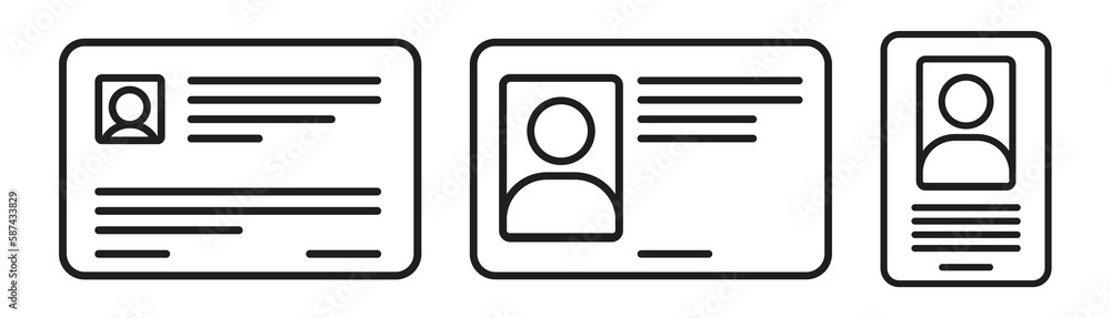set of id card icons. personal id. citizen identity card sign. driving ...