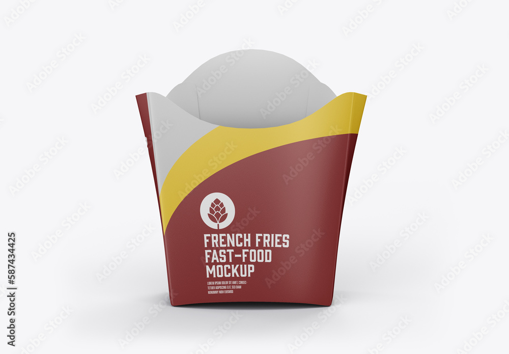Empty French Fries Packaging Mockup Stock Template | Adobe Stock