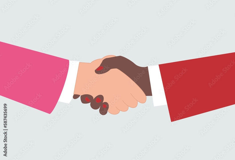 shake between two people, shaking hands, men, woman, handshake between ...