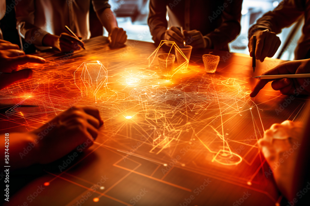 A group of business professionals coming together to plan and design ...