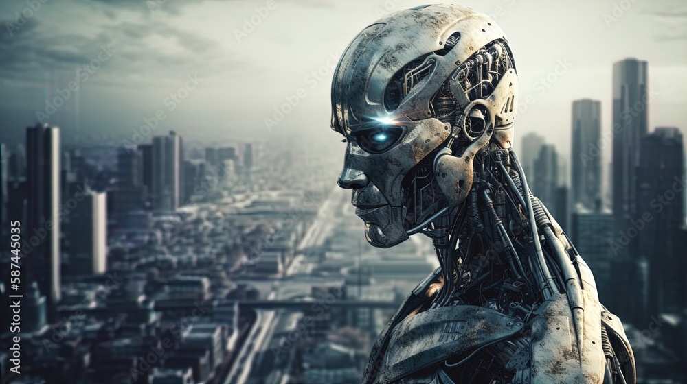 Conquered Dystopian Future: Evil AI Ruler in 8K created with generative ...