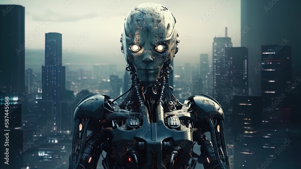 Conquered Dystopian Future: Evil AI Ruler in 8K created with generative ...