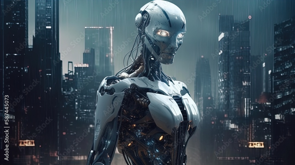 Conquered Dystopian Future: Evil AI Ruler in 8K created with generative ...