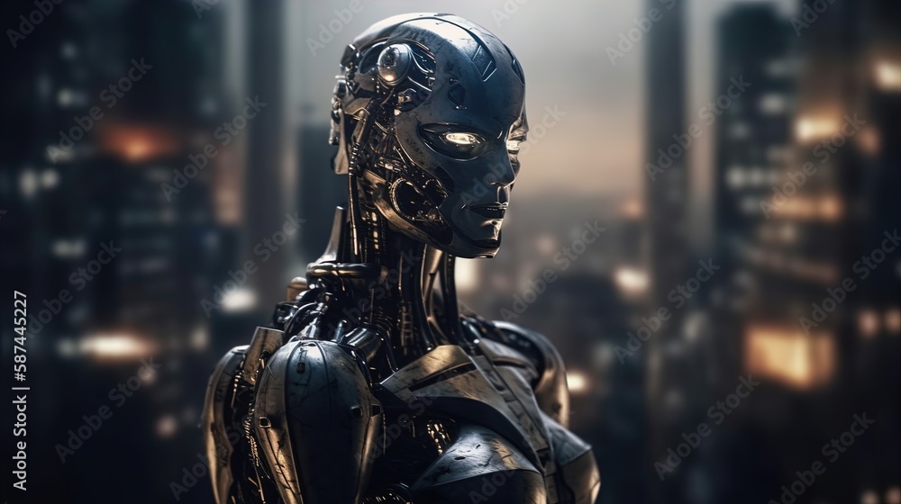Conquered Dystopian Future: Evil AI Ruler in 8K created with generative ...