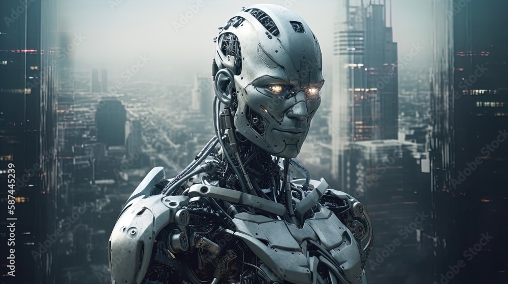 Conquered Dystopian Future: Evil AI Ruler in 8K created with generative ...