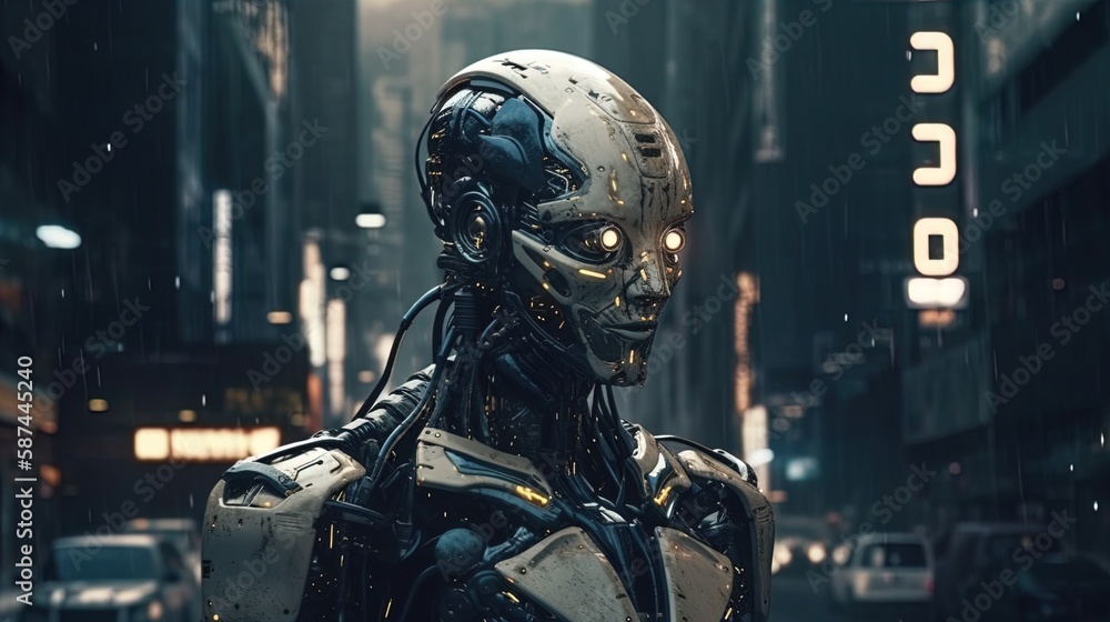 Conquered Dystopian Future: Evil AI Ruler in 8K created with generative ...