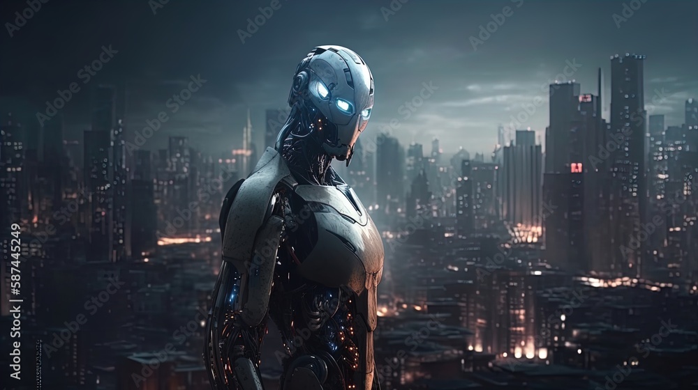 Conquered Dystopian Future: Evil AI Ruler in 8K created with generative ...