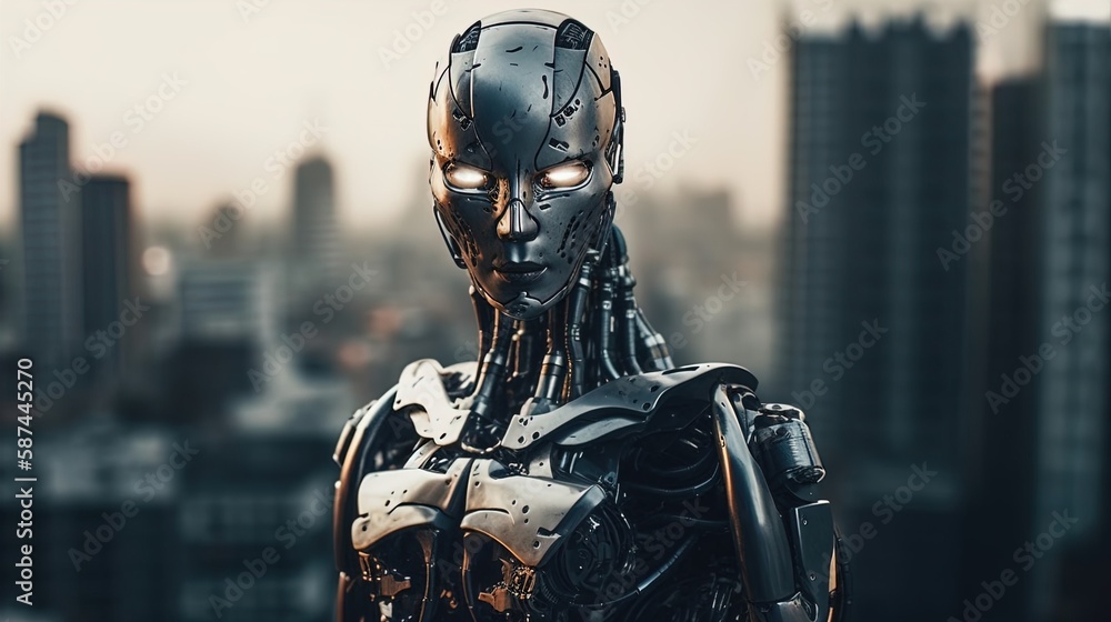 Conquered Dystopian Future: Evil AI Ruler in 8K created with generative ...