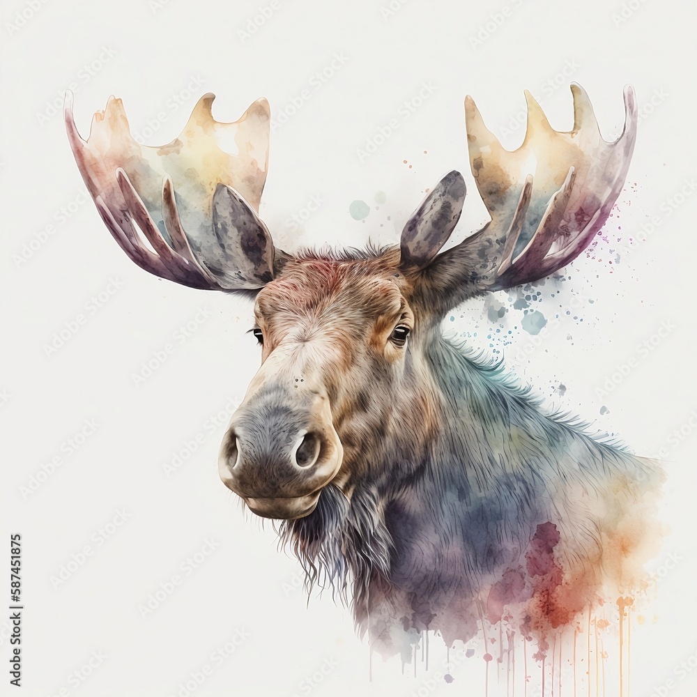 Watercolor Moose