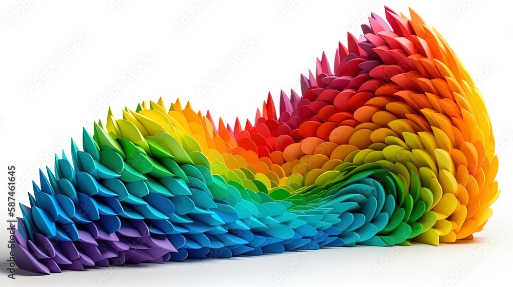 Vibrant 3D Rainbow Pattern Sculpture on White Background in 8K created ...
