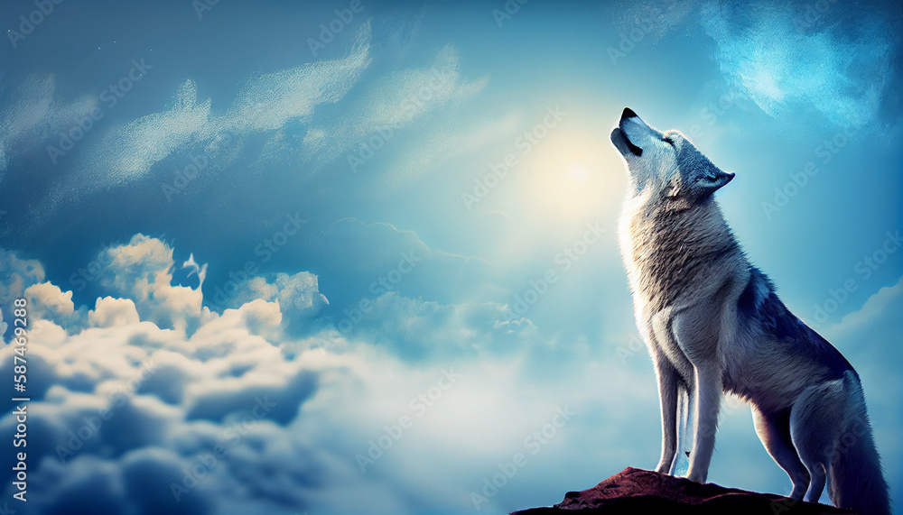 wolf howling at the moon Stock Illustration | Adobe Stock