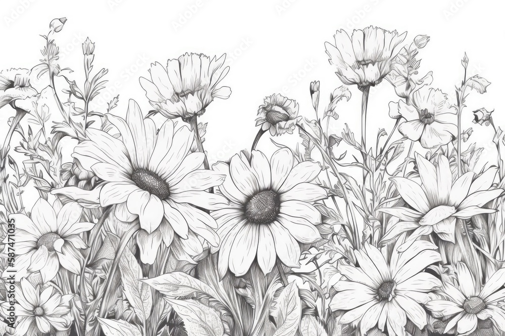 Daisy Pencil Drawing