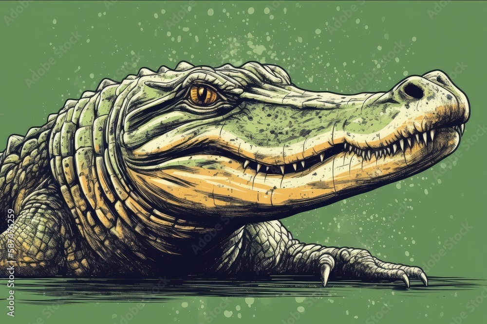 alligator in the everglades Stock Illustration | Adobe Stock