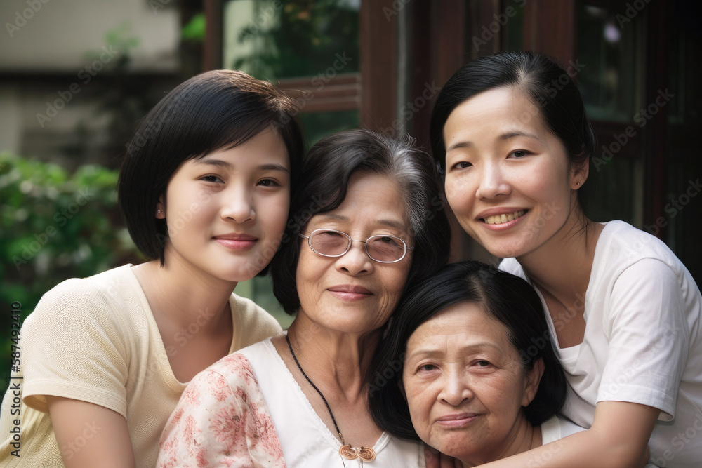 Daughter, mom, grandmother and great aunt. Three generations of Asian ...