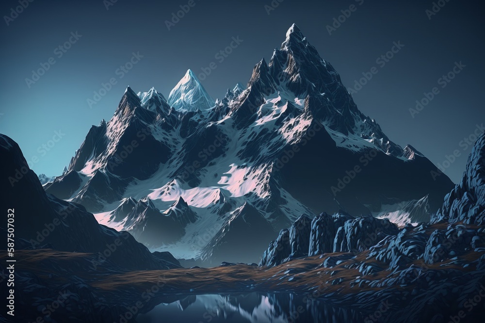 Swiss Alps: 4K Unreal Render of a Majestic Winter Mountain Range with ...