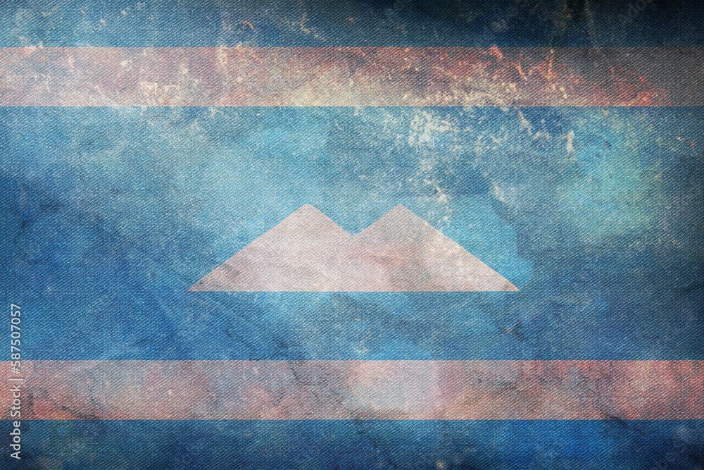 retro flag of Kipchak peoples Karachays and Balkars with grunge texture ...